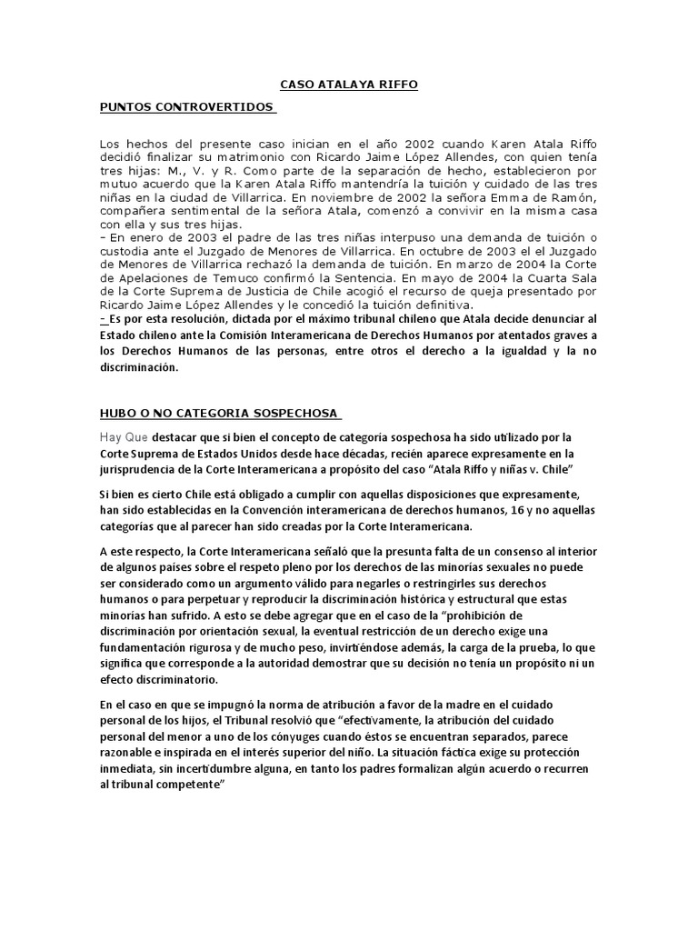 Custodia y discriminación en Atala Riffo | PDF