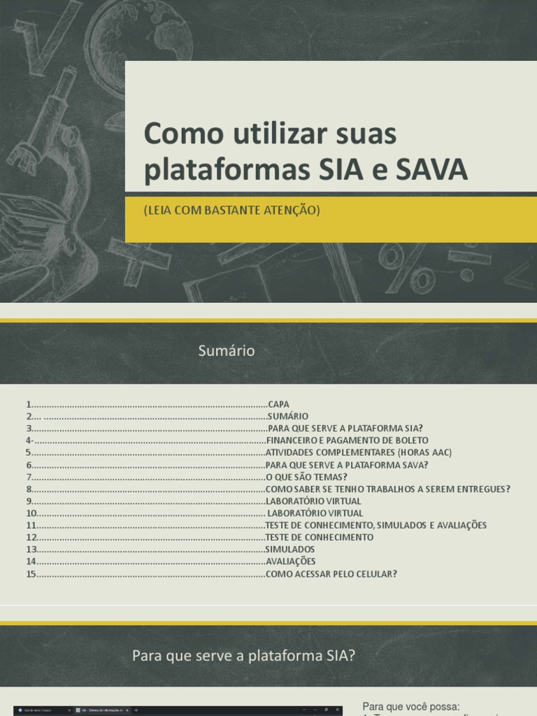 Como Utilizar Suas Plataformas SIA e SAVA OK | PDF | Aplicativo para ...