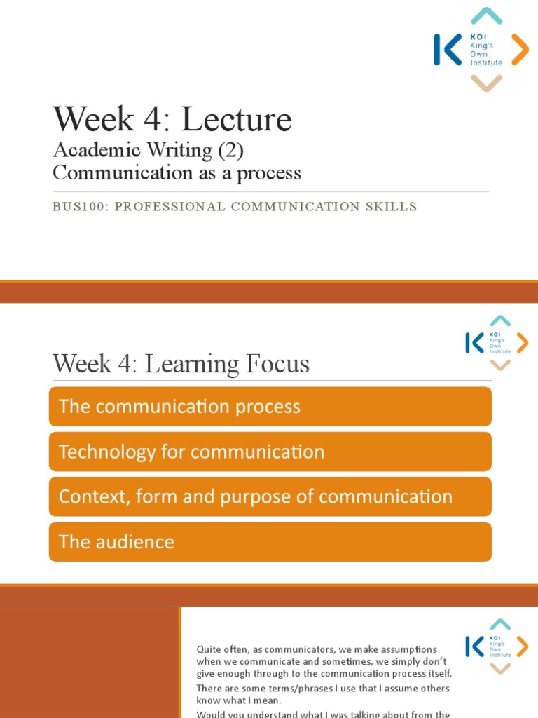 Week 4 Lecture (Communication As A Process) 3 | PDF | Communication | Human Communication