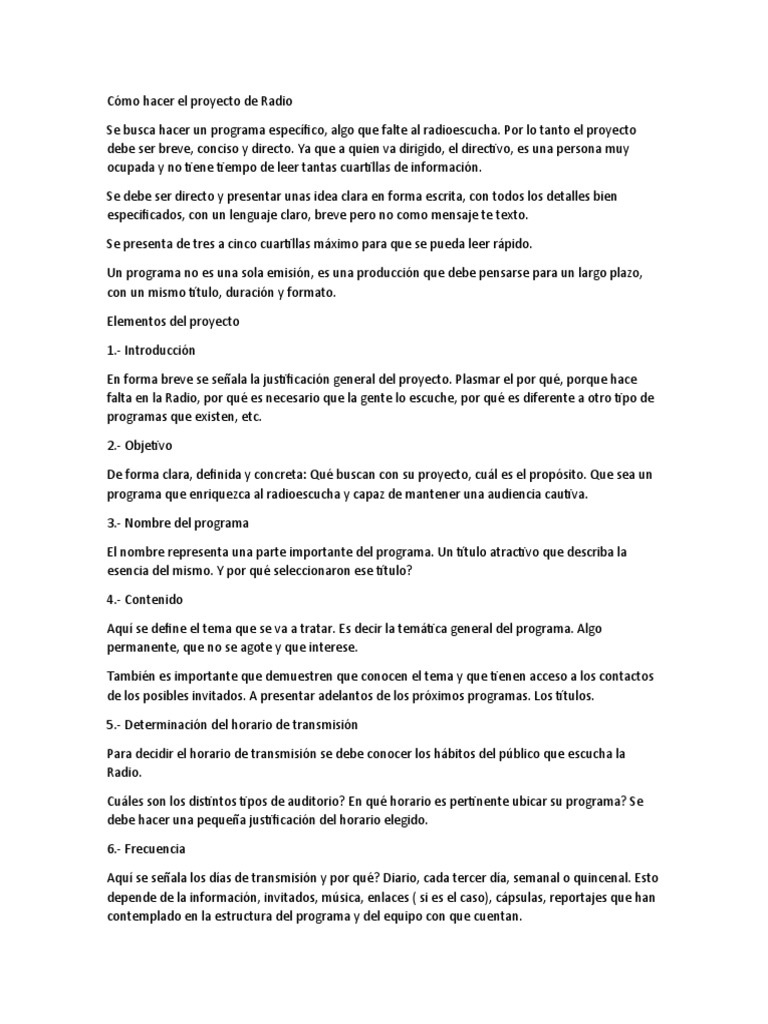 Guía para Crear un Proyecto Radial | PDF | Radiodifusión