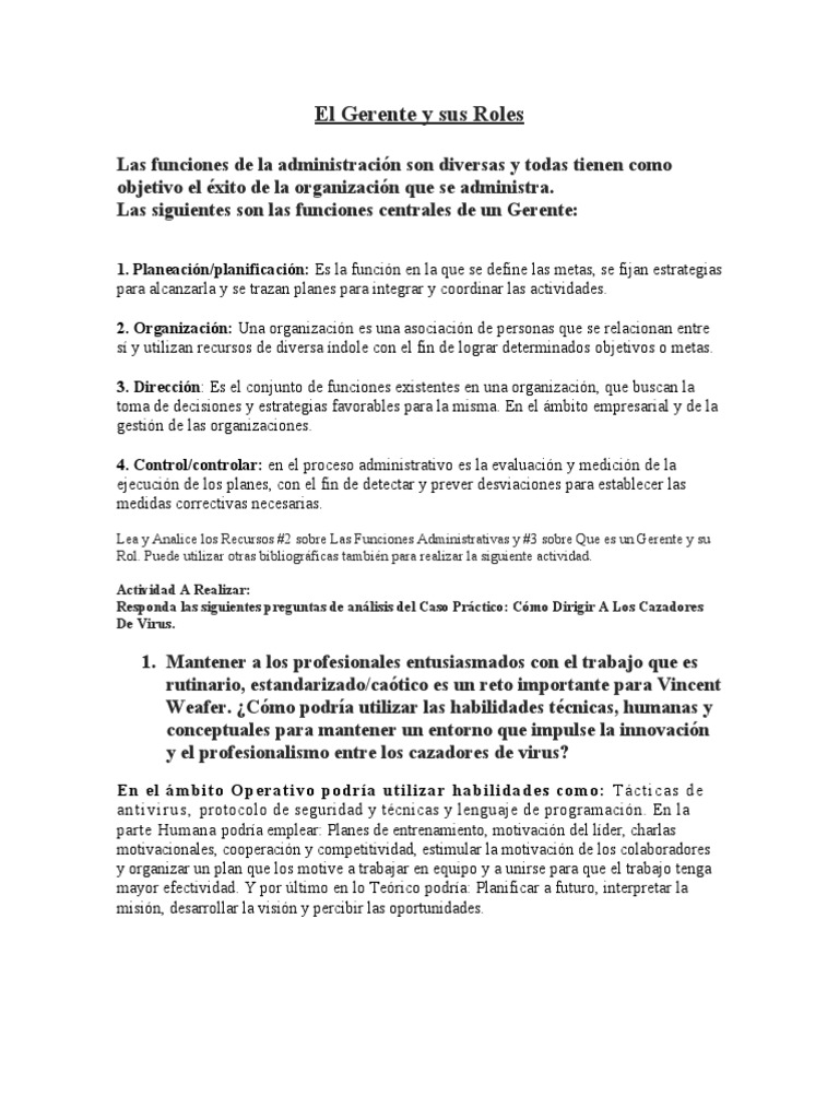 El Gerente y Sus Roles | PDF | Planificación | Business