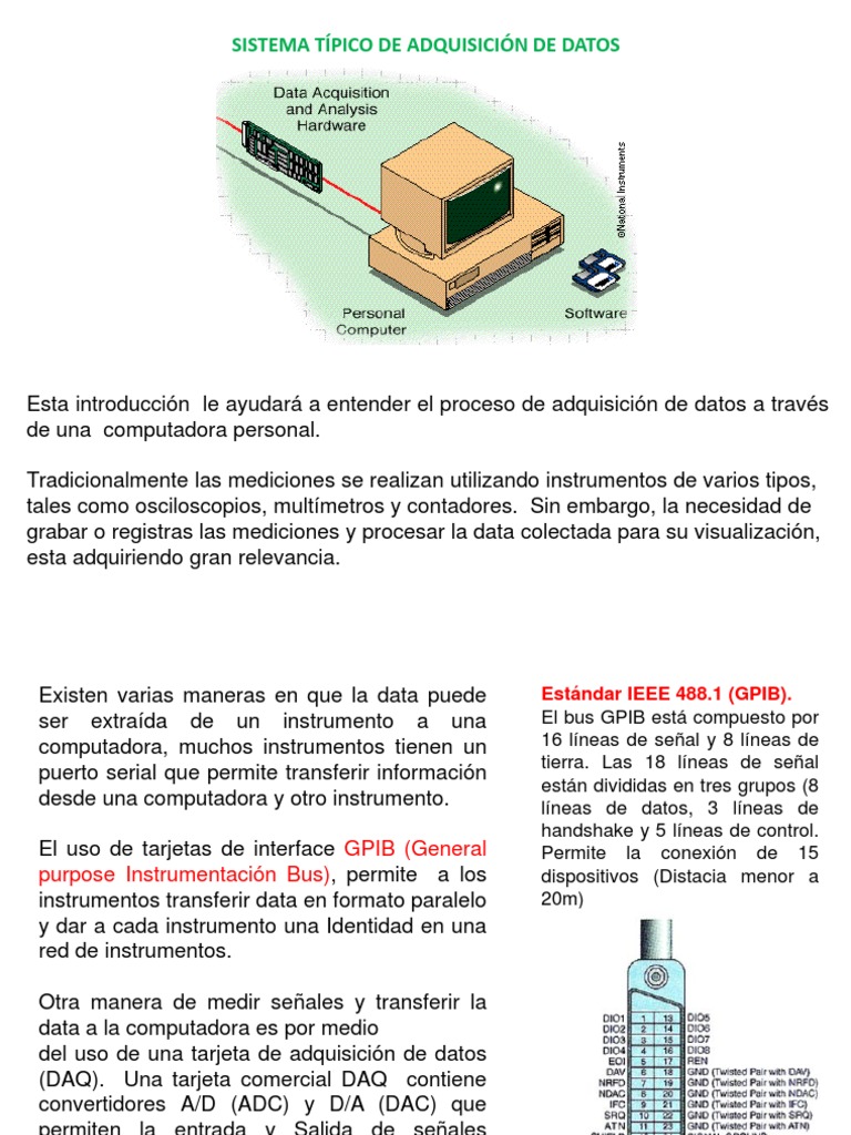 Sistemas de Adquisición de Datos y Tarjetas DAQ-NI | PDF | Adquisición de datos | Conversor ...