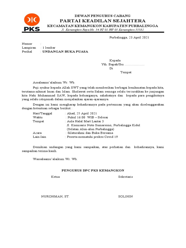 Undangan PKS | PDF | Memasak, Makanan, & Anggur