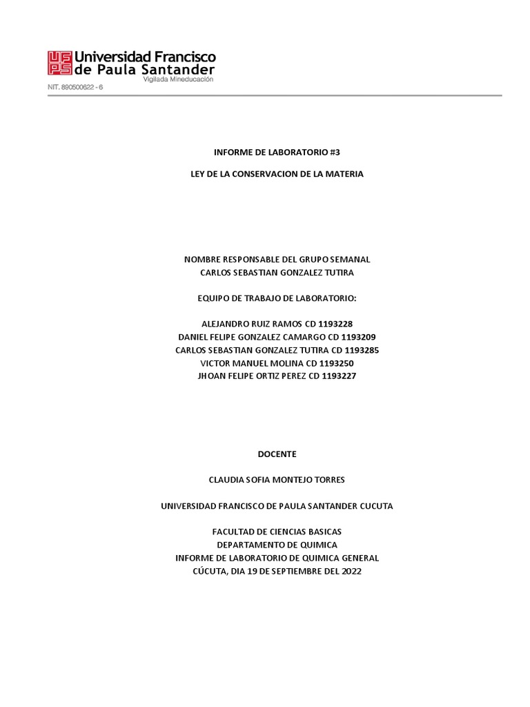 TRABAJO3 | PDF | Reacciones químicas | Química