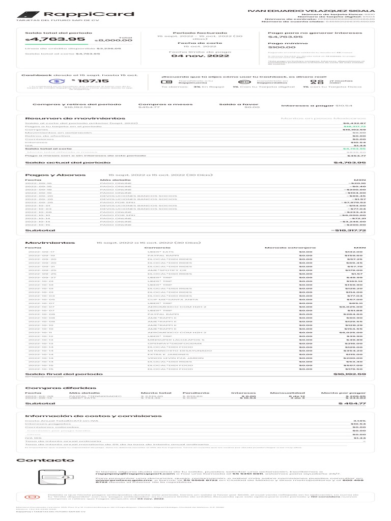Rapoi Comprobante | PDF | Tarjeta de crédito | Bancario