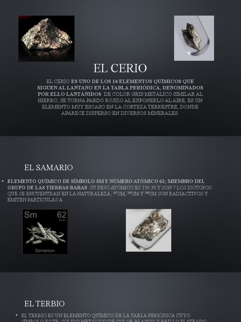 Características del Cerio y sus Usos | PDF | Física nuclear | Átomos