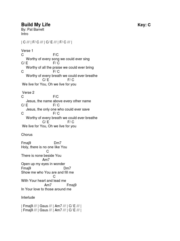 Build My Life - Chords in C | PDF