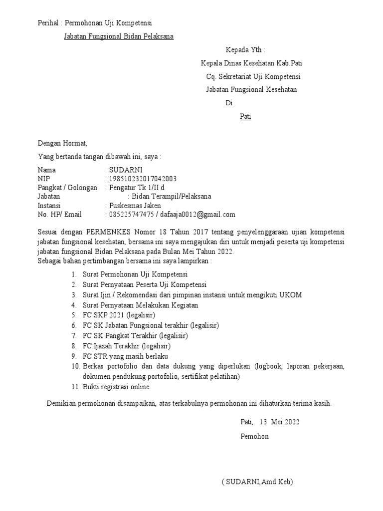 Contoh Format Surat2 (Utk Ukom) | PDF