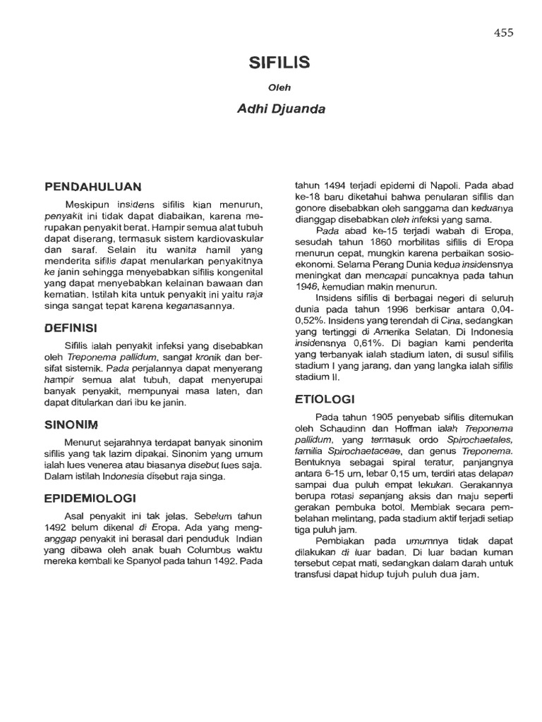 Memahami Sifilis: Penyebab dan Stadium | PDF
