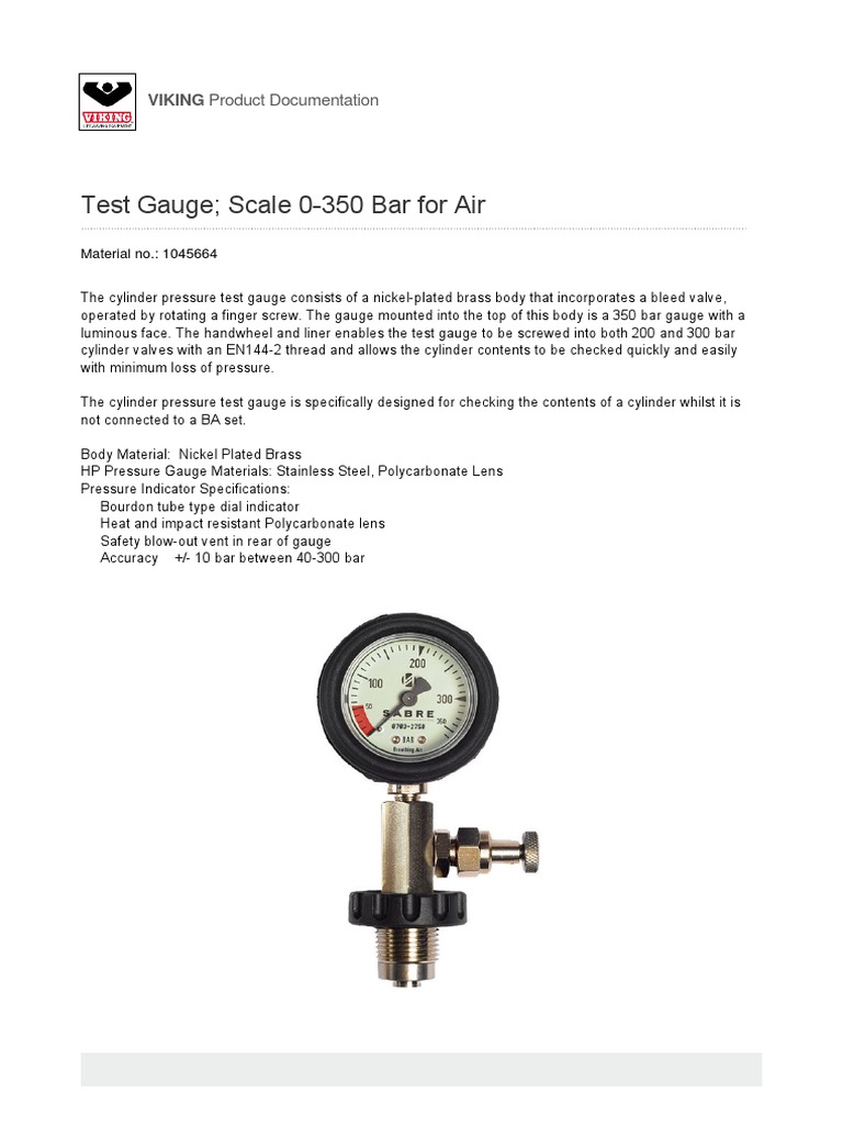Viking Cylinder Pressure Test Gauge | PDF