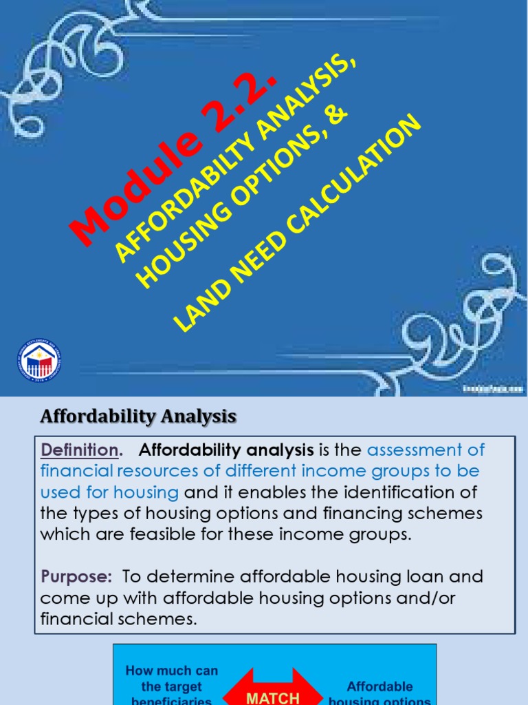MODULE 2.2 Affordability Analysis & Affordable Options | PDF | Poverty Threshold | Poverty