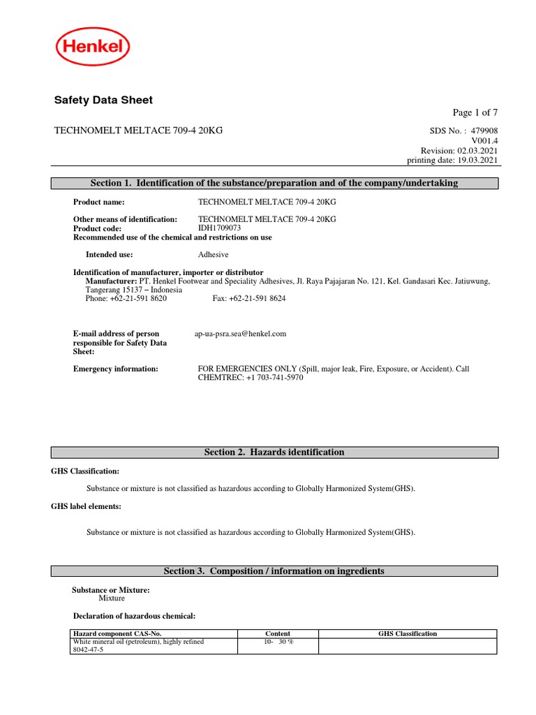 MSDS 709-4 | Download Free PDF | Toxicity | Dangerous Goods