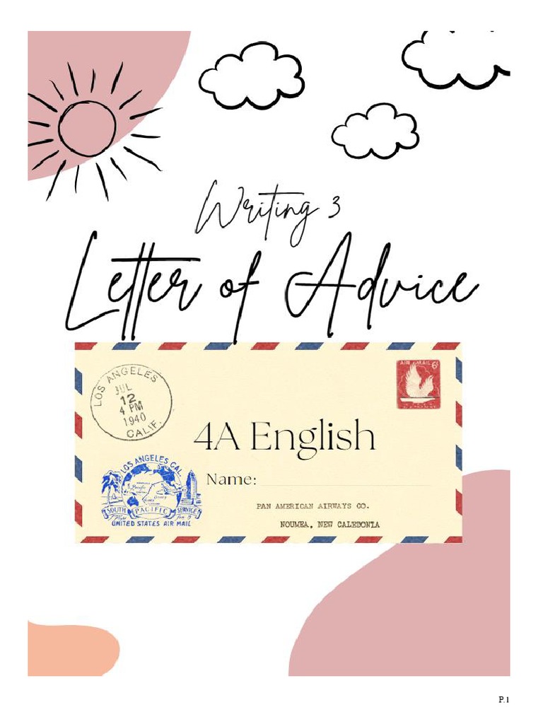 Writing 3 - Letter of Advice | PDF | Jealousy | Linguistics