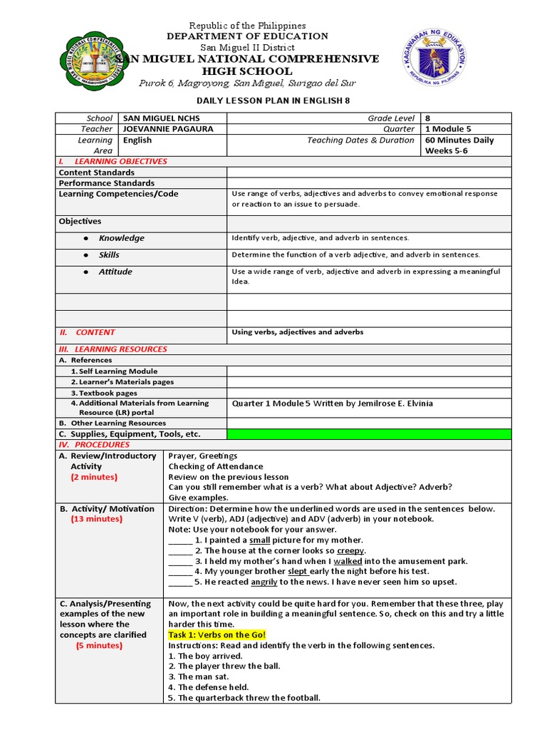 DLP 8 Q1mODULE 5 | PDF | Adverb | Adjective