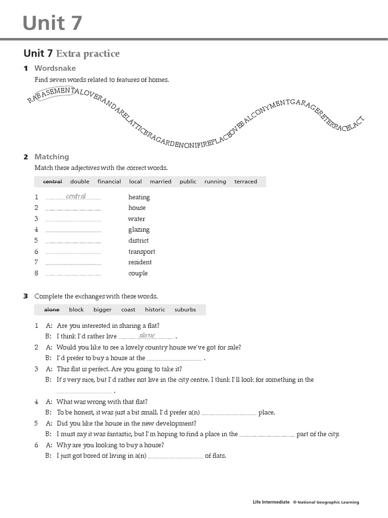 Int Unit7 ExtraPractice | PDF