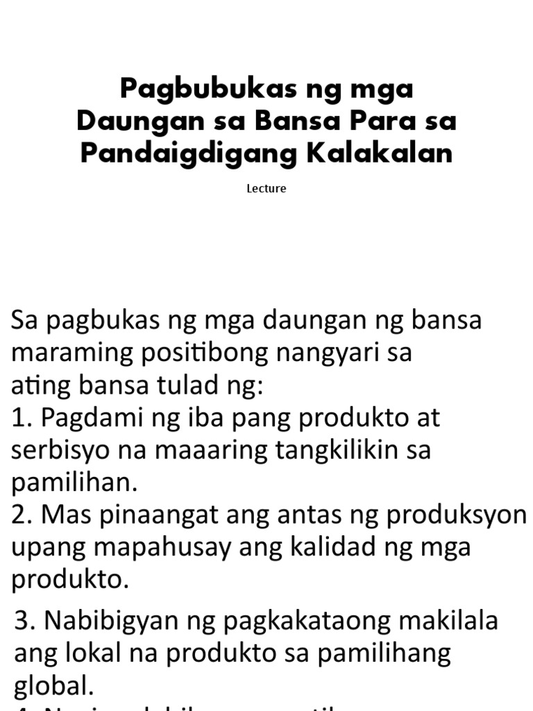 1pagbubukas NG Mga Daungan Sa Bansa - Lecture | PDF
