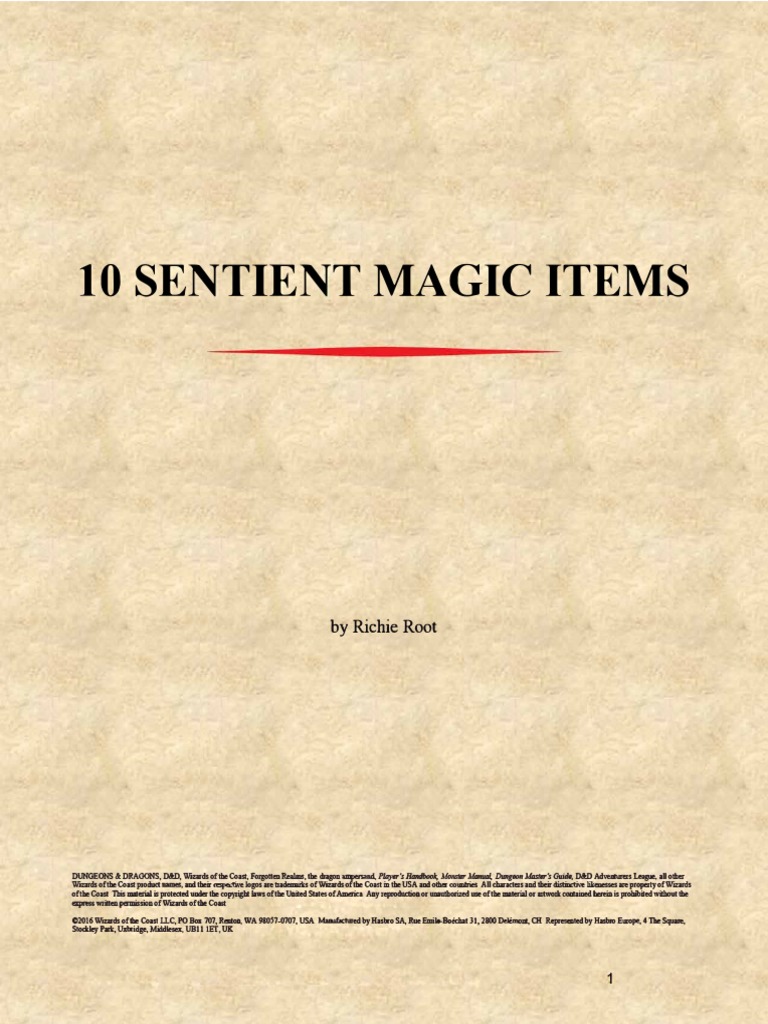 (H) 10 Sentient Magic Items | PDF | Wizards Of The Coast | Dungeons ...