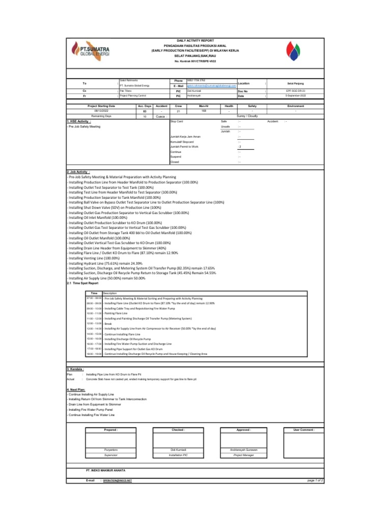 Daily Report 05 Sept 2022 | PDF | Pump | Gases Daily Report 05 Sept 2022 | PDF | Pump | Gases