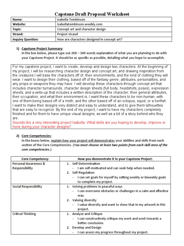 Character Design Capstone Proposal | PDF | Thought | Critical Thinking