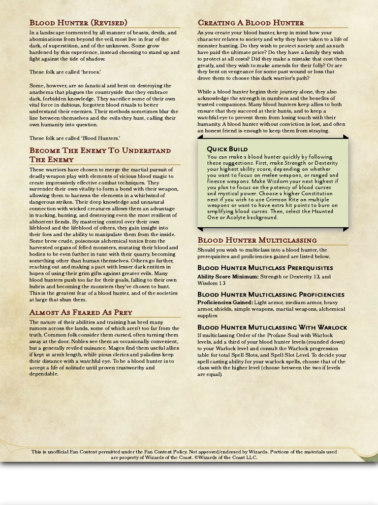Blood Hunter, Revised V.1 | PDF