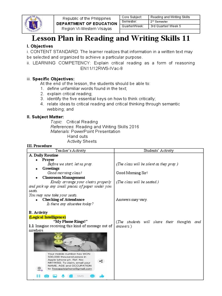 A - Detailed - Lesson - Plan - in - English - Grade 11 | PDF | Lesson ...