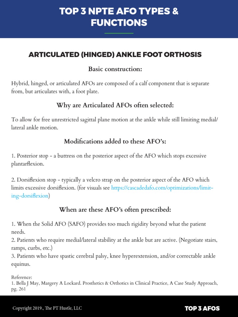 Articulated (Hinged) Ankle Foot Orthosis: Basic Construction | PDF ...