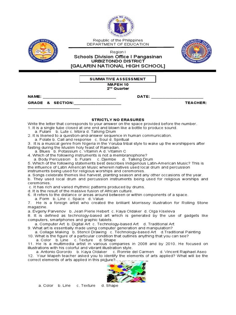 Q2 Mapeh 10 Test Question | PDF | Social Science Q2 Mapeh 10 Test Question | PDF | Social Science