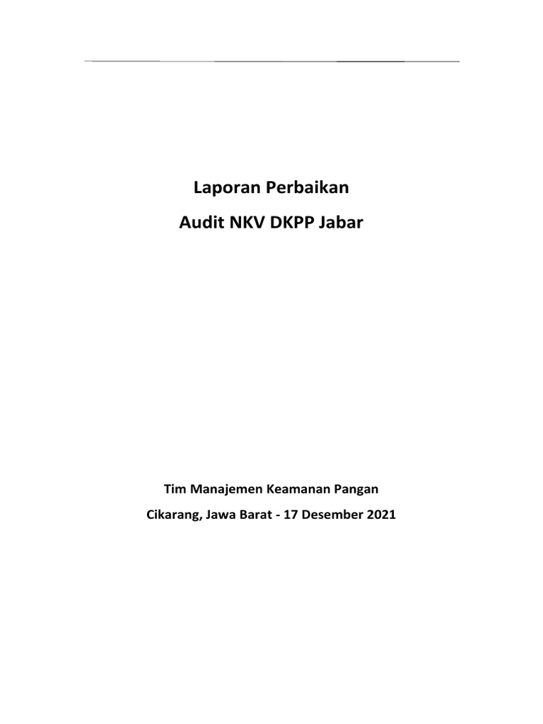 Audit NKV DKPP Jabar 2021: Laporan Perbaikan | PDF
