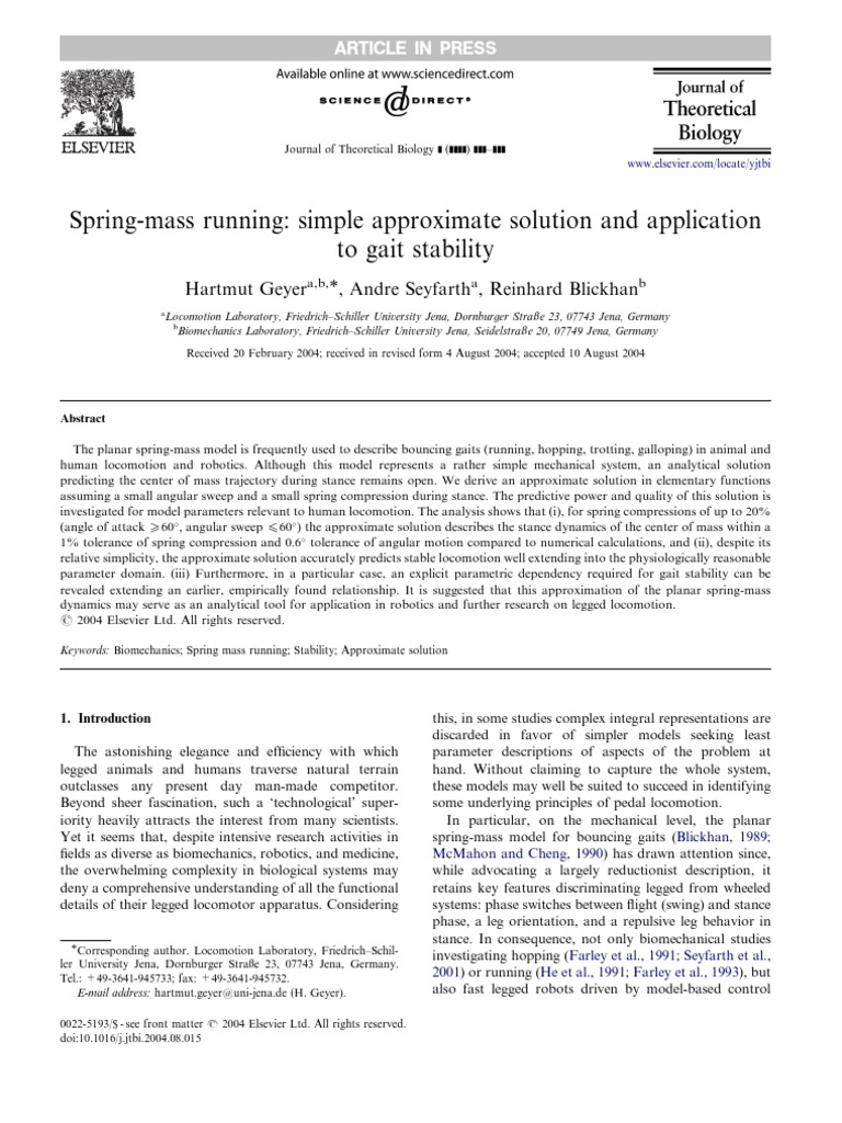 Spring-Mass Running: Simple Approximate Solution and Application To ...