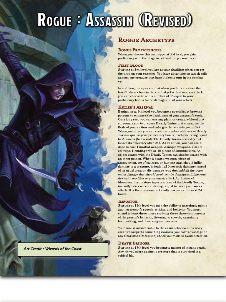 Rogue - Assassin (Revised) - GM Binder | PDF