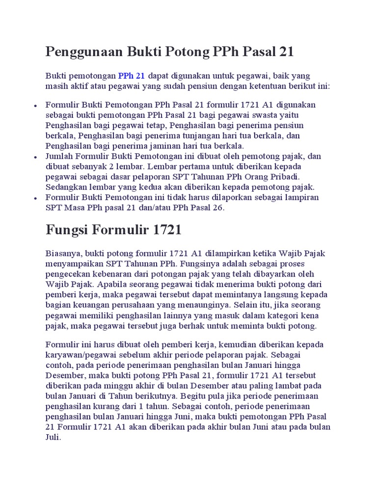 Penggunaan Bukti Potong PPH Pasal 21 | PDF