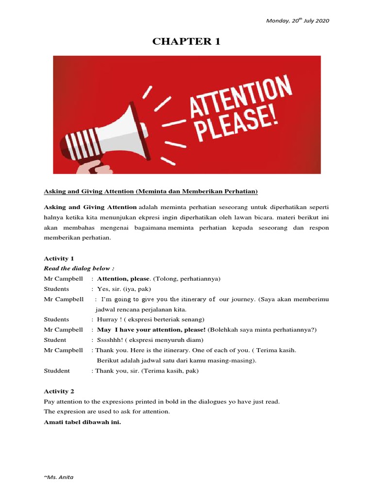 Asking and Giving Attention | PDF