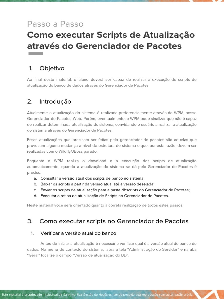 Como Executar Scripts de Atualizacao Atraves Do Gerenciador de Pacotes ...