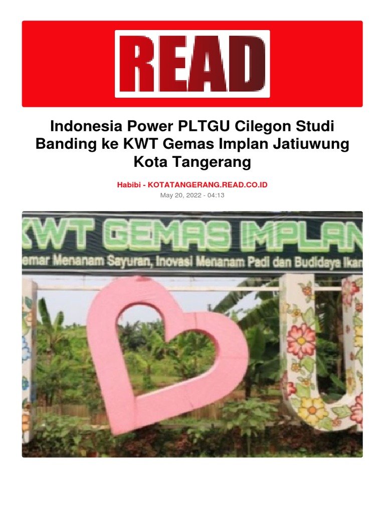 Indonesia Power PLTGU Cilegon Studi Banding Ke KWT Gemas Implan Jatiuwung Kota Tangerang | PDF
