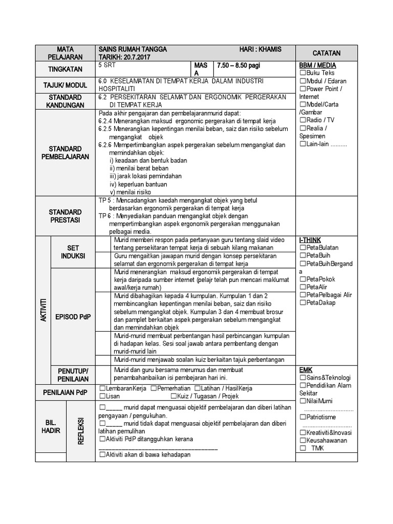 6.2.4 - 6.2.6 Persekitaran Selamat Dan Ergonomik T5 | PDF