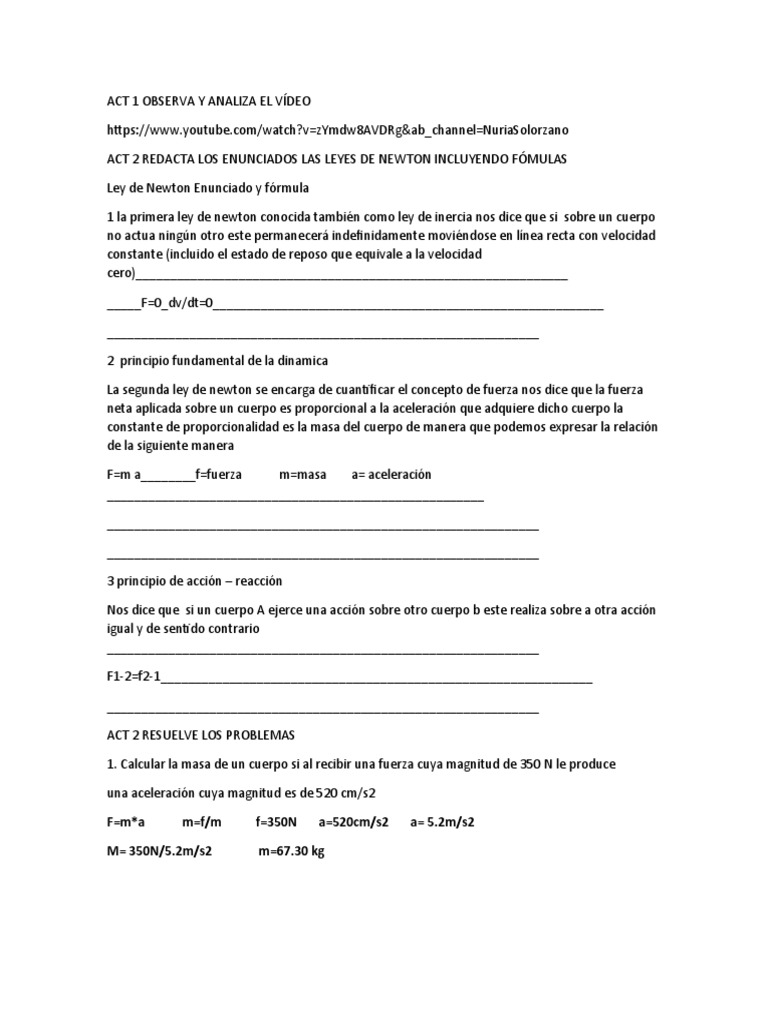 Leyes de Newton | PDF | Las leyes del movimiento de Newton | Fuerza