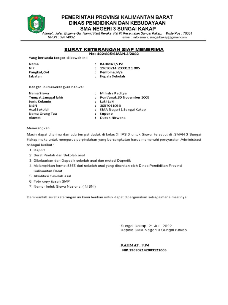 Surat Siap Menerima | PDF