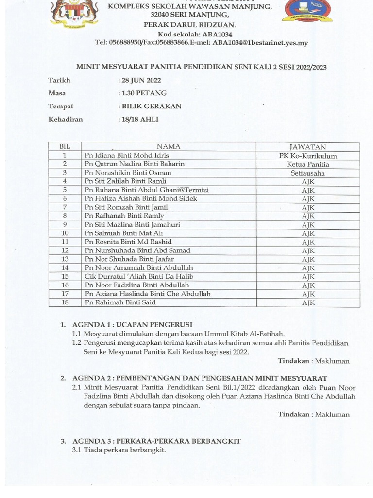 Minit Mesyuarat PSV 2 | PDF