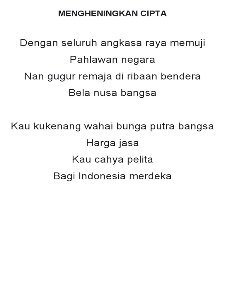 Lirik Lagu Mengheningkan Cipta | PDF
