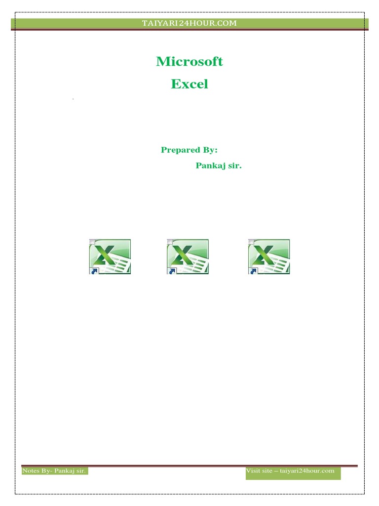 Ms Excel Notes English | PDF | Microsoft Excel | Spreadsheet