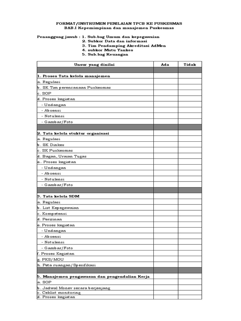 Format Instrumen Penilaian TPCB | PDF