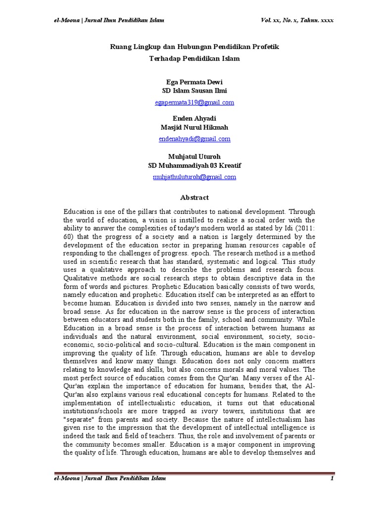 An Analysis of the Scope and Relationship of Prophetic Education ...