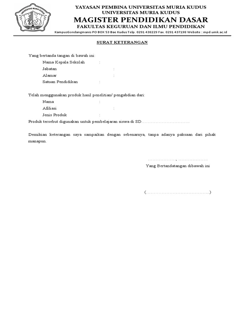 MPD UMK Surat Keterangan | PDF