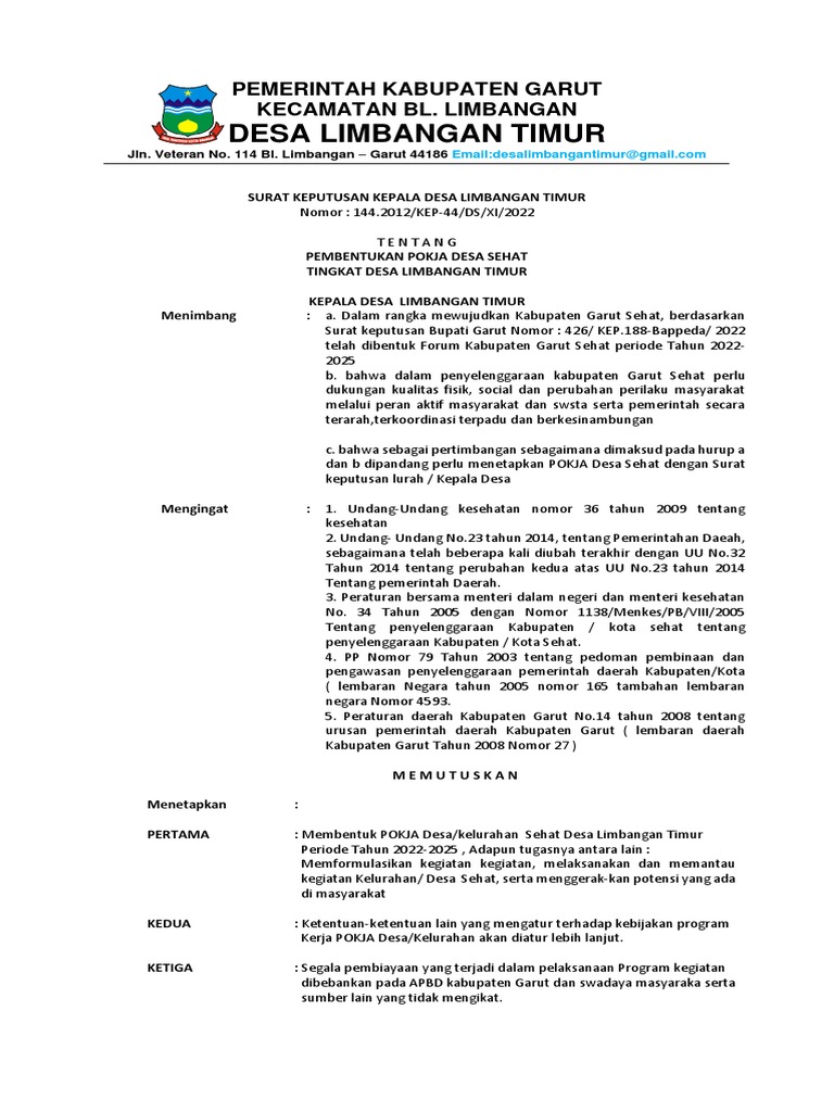 Struktur Pokja Sehat Limbangan Timur | PDF