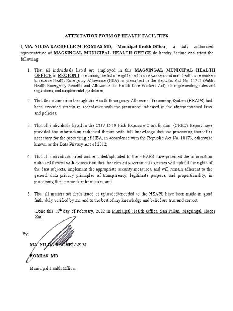 Attestation Form Heaps Jan | PDF