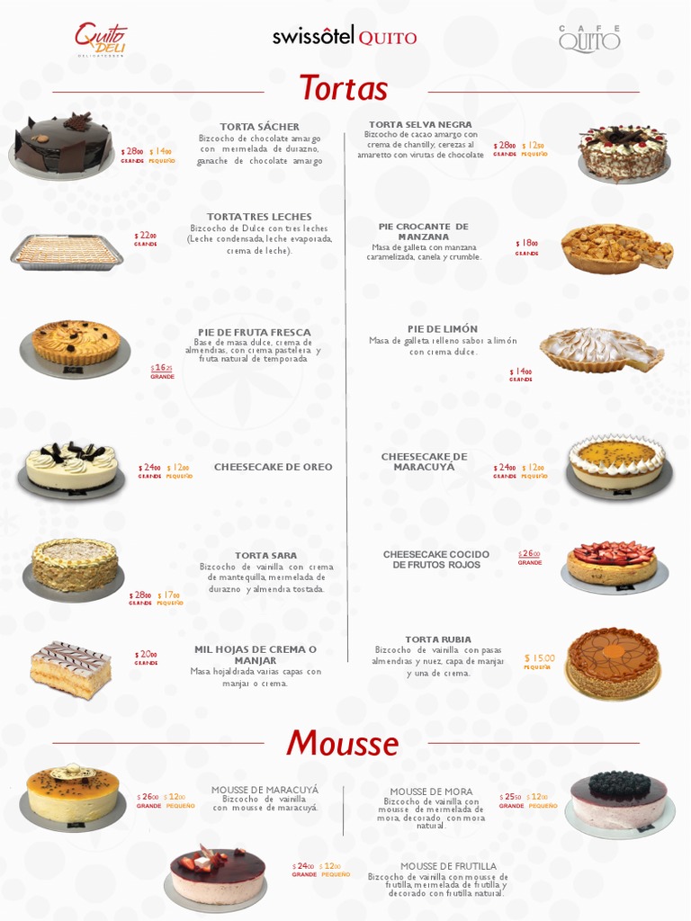 Catálogo de Tortas Restaurante Quito Deli | PDF | Postres | Alimentos