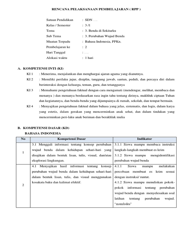 Rencana Pelaksanaan Pembelajaran (RPP) | PDF | Karier & Perkembangan