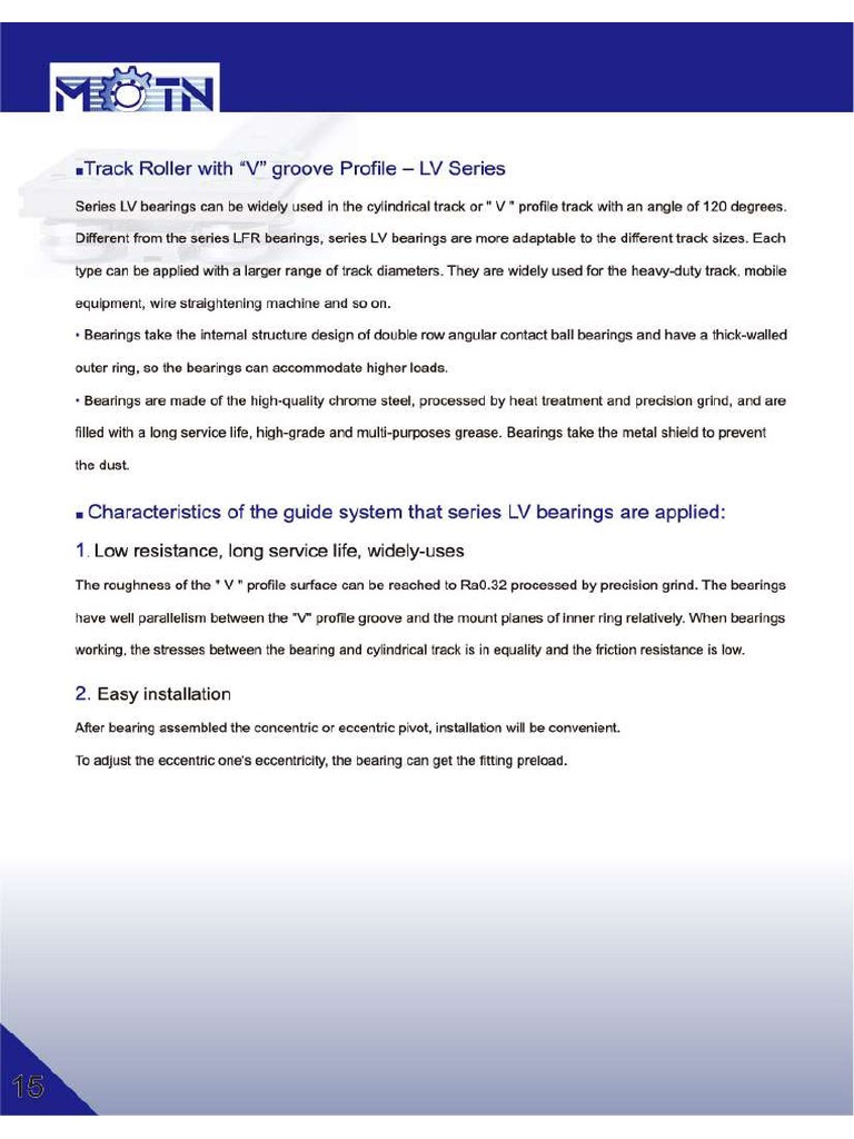 Track Roller Bearings With V Groove Profile | PDF