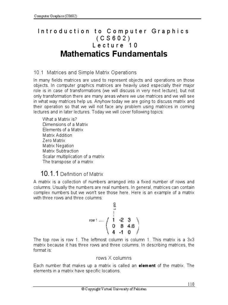 Lecture 10 | Download Free PDF | Matrix (Mathematics) | Euclidean Vector