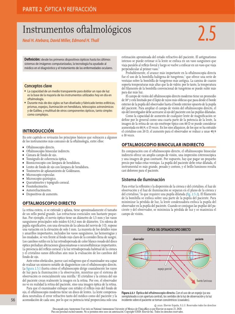 2.5 Instrumentos Oftalmologicos | PDF | Ojo humano | Óptica